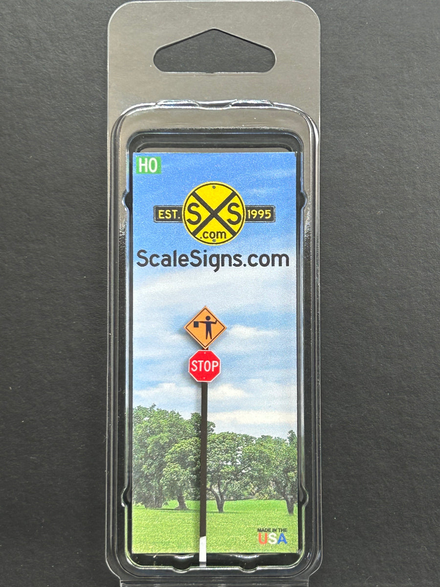 🟢 Flagger Stop & Slow Sign| ScaleSigns.com