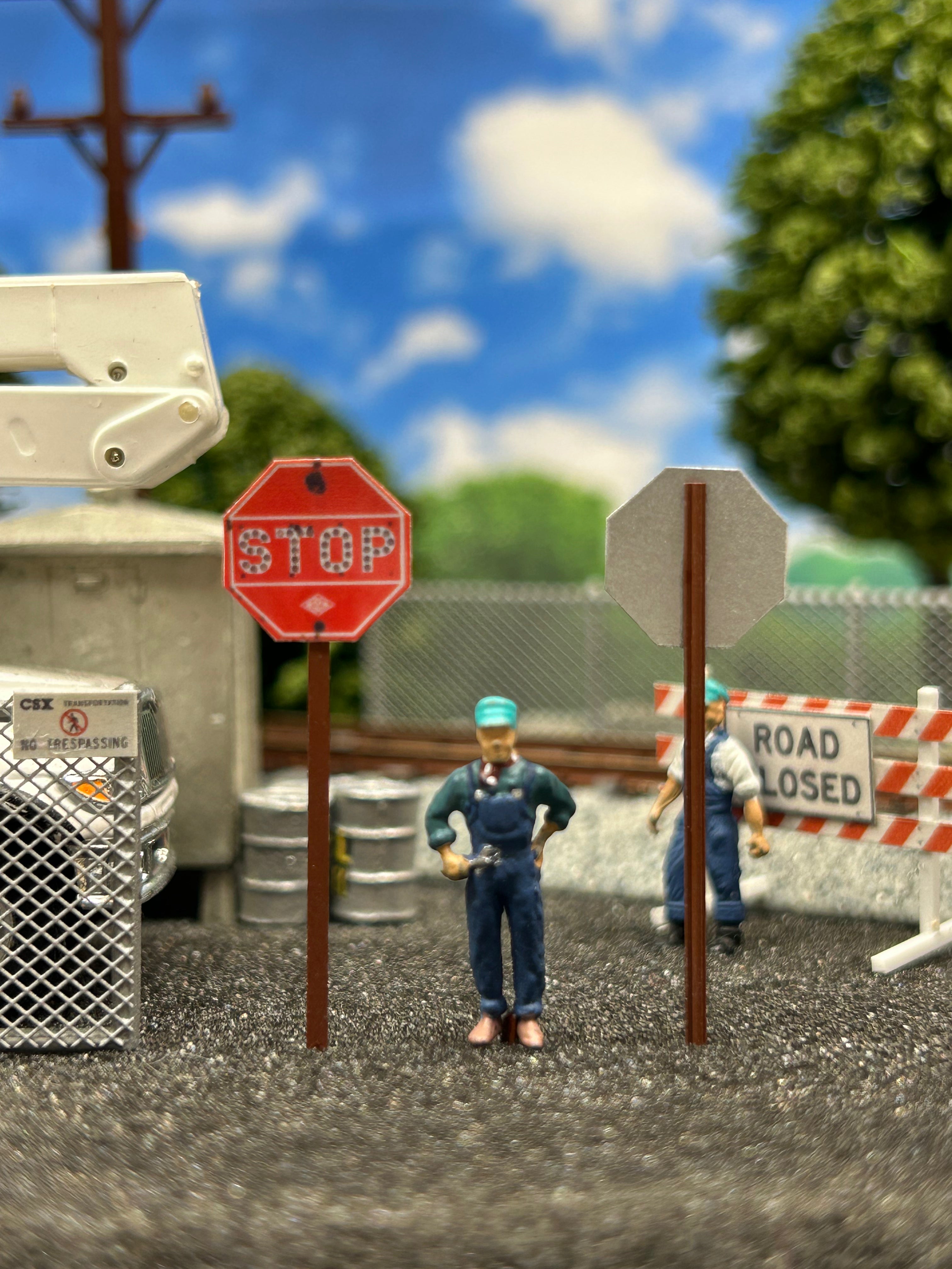 Detailed Model Street and Railroad Signs in 1:87 HO Scale – ScaleSigns.com